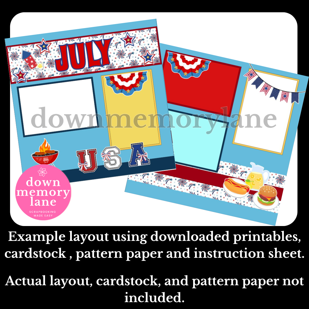July Month Printable – Down Memory Lane